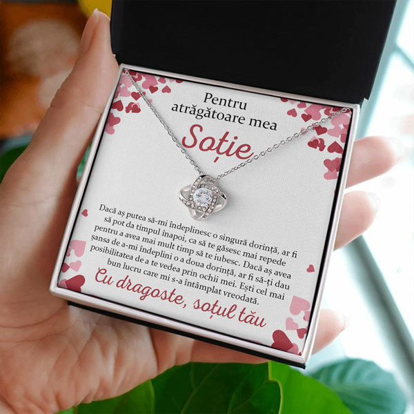 Pentru atrăgătoare mea soția – Colier și pandantiv placat cu aur alb de ...